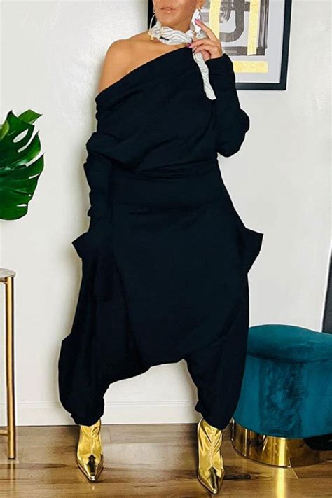 Wholesale White Casual Solid Patchwork Oblique Collar Plus Size Jumpsuits K76027 1 Online