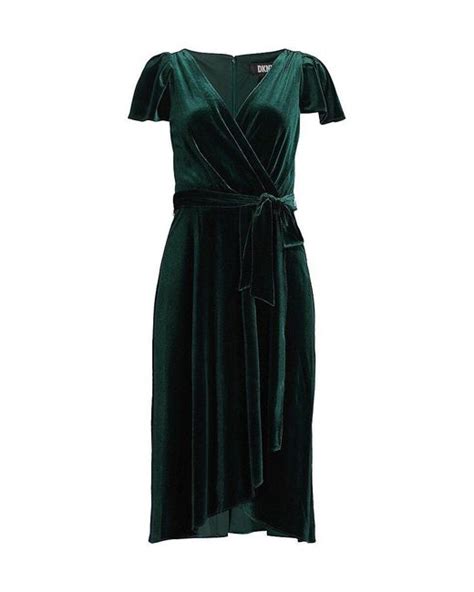 St John Dkny Velvet Midi Wrap Dress In Black Lyst
