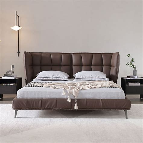 广东佛山家具设计师款稻壳肌肉床意式极简主卧大床纳帕真皮双人床 阿里巴巴