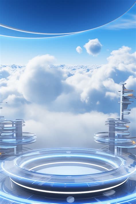 抽象未来科技感蓝色展台海报背景
