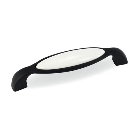 Uchwyt meblowy czarny z białą porcelaną do mebli retro 1019 128 mm