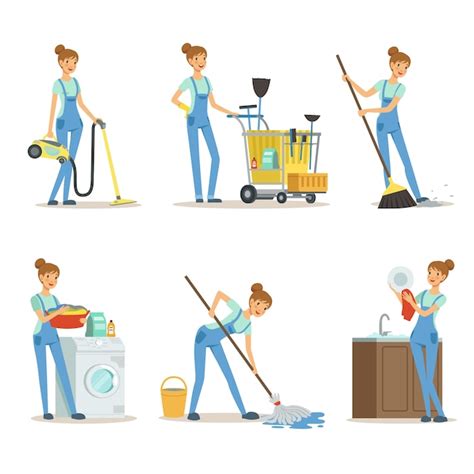 Premium Vector Professional Cleaning Service Woman Cleaner Make Some