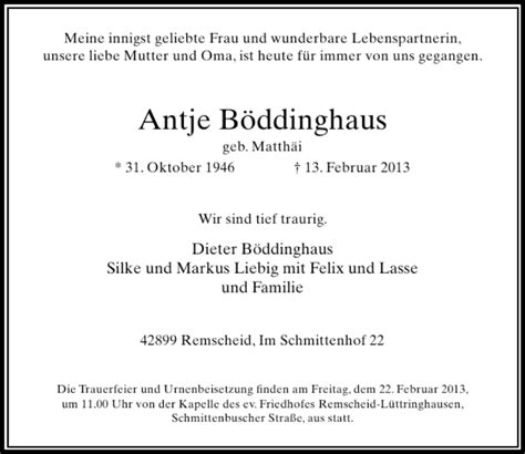 Alle Traueranzeigen für antje Böddinghaus trauer rp online de