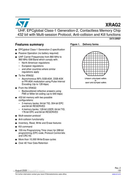 Xrag2 Datasheet Contactless Memory Stmicroelectronics