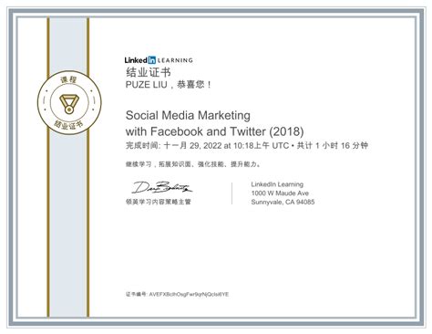 puze liu on linkedin certificate of completion