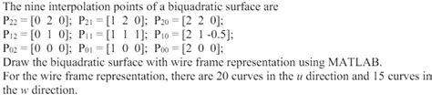 Solved The Nine Interpolation Points Of A Biquadratic Chegg