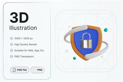 Premium PSD 3d Render Shield Object Cyber Security For Modern Design