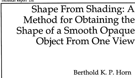 Figure 1 Shape From Shading A Method For Obtaining The