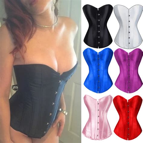 7Colors Boned Corset Women Fashion Clothes Corsets Satin Plus Size