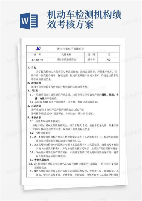 检验车间绩效考核办法word模板下载熊猫办公