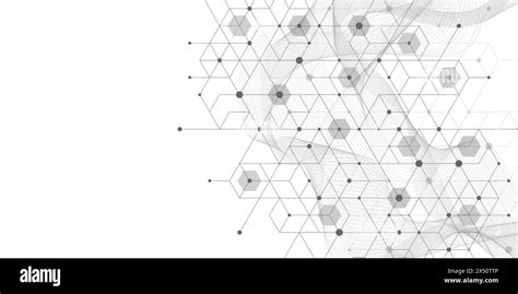 Technology Abstract Lines And Dots Connect Background With Hexagons Hexagons Connection Digital