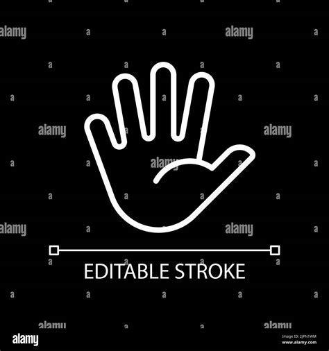 Hand With Splayed Fingers Pixel Perfect White Linear Icon For Dark