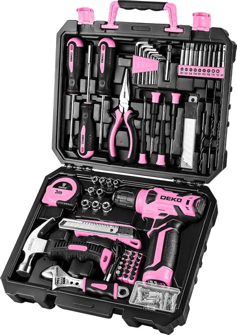 Dekopro Drill Set Tool Set With V Pink Cordless Drill Home Tool Kit