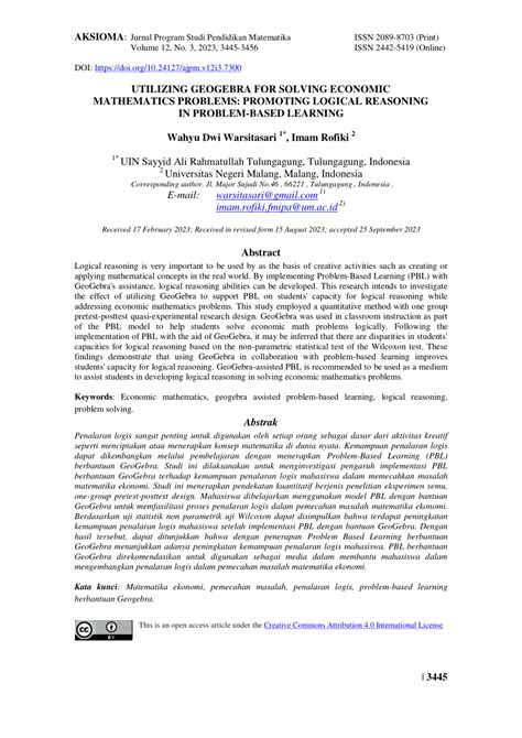 Pdf Utilizing Geogebra For Solving Economic Mathematics Problems