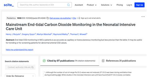 Mainstream End Tidal Carbon Dioxide Monitoring In The Neonatal Intensive Care Unit [scite Report]