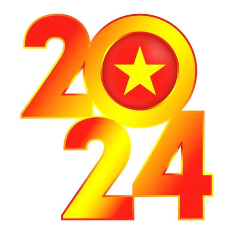 Bandeira de feliz ano novo 2024 a bandeira do vietnã dentro da