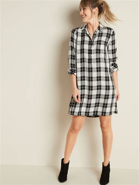 Plaid Popover Shirt Dress For Women Best Old Navy Dresses For Women POPSUGAR Fashion UK