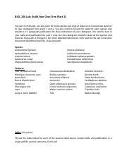 Lab Build Your Own Tree Part Docx BIOL Lab Build Your Own Tree Part For Part Of