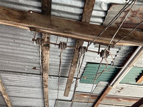 Electric Cable On The Ceiling Stock Image Image Of Vintage Wooden 294230841