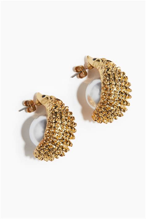 비즈 디테일 이어링 브론즈 컬러 여성 Handm Kr