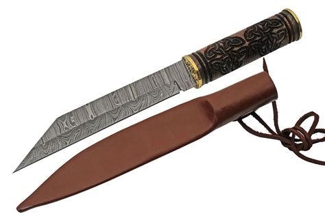 Seax Fixed Blade Knife Damascus Steel Blade Anglo Saxon Celt
