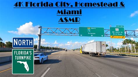 4k Asmr Floridas Turnpike North Florida City Homestead And Miami Youtube