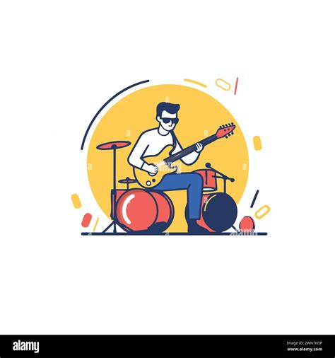 Vector Illustration Man Playing Drum Stock Vector Images Alamy