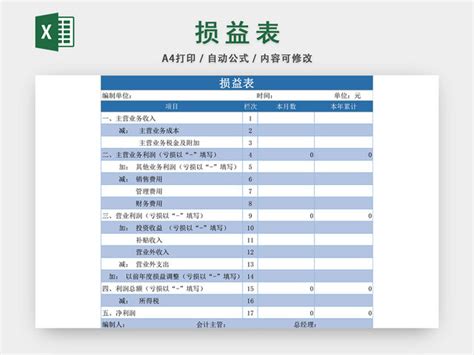 公司损益表设计 包站长