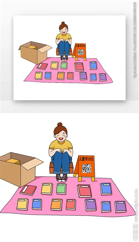 跳蚤市场地摊文化女孩卖书设计图图片素材其他设计图库昵图网