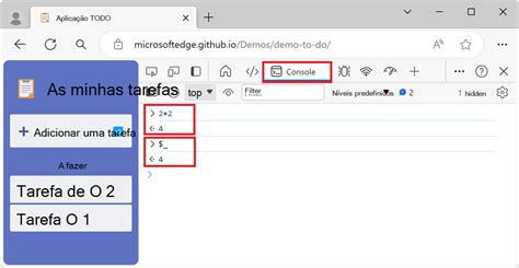 Funções E Seletores De Utilitários Da Ferramenta De Consola Microsoft Edge Developer