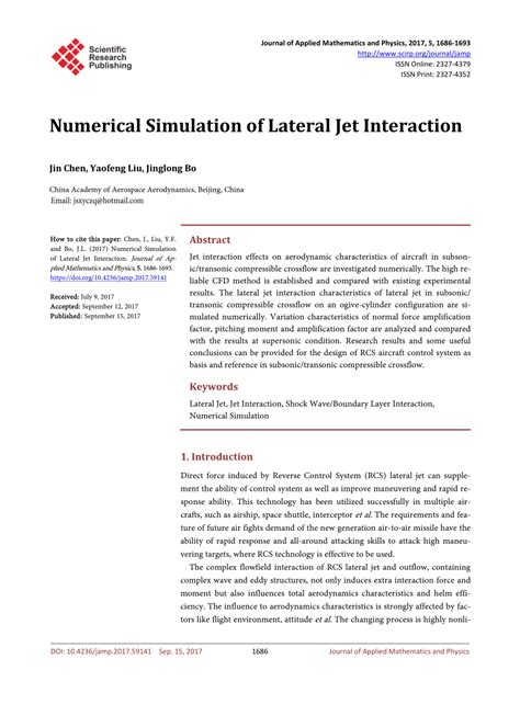 Pdf Numerical Simulation Of Lateral Jet Interaction