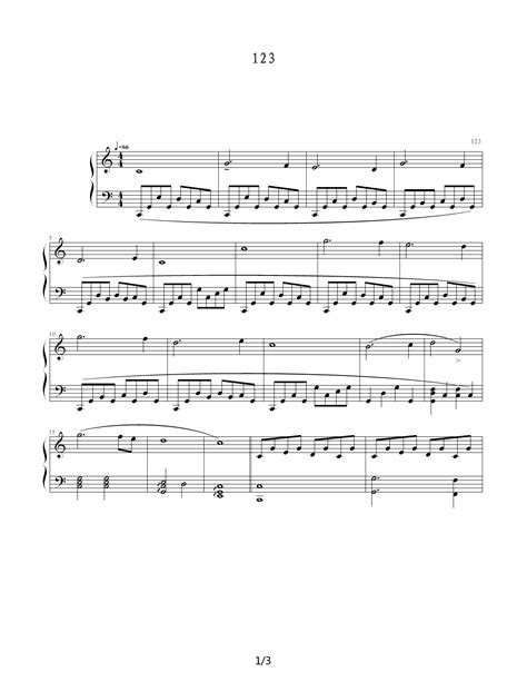 C大调前奏曲 C调 钢琴谱 五线谱
