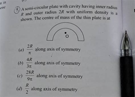 A Semi Circular Plate With Cavity Having Inner Radius R And Outer Radius