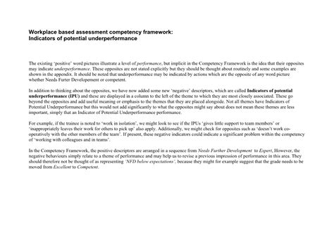 Workplace Based Assessment Competency Framework Docest