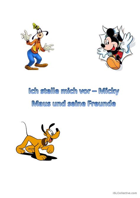 Ich stelle mich vor Micky Maus und Deutsch DAF Arbeitsblätter pdf doc