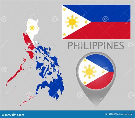 Philippine Map With Philippine Flag Color