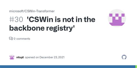CSWin Is Not In The Backbone Registry Issue 30 Microsoft CSWin
