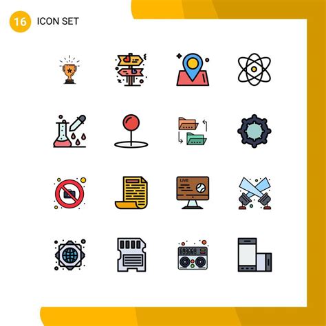 Set Of 16 Modern Ui Icons Symbols Signs For Science Education Direction Atom Way Editable