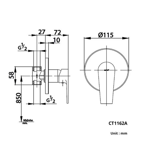 CT1162A วาล์วเปิด-ปิดน้ำแบบก้านโยก ชนิดฝังผนัง รุ่น ลูค