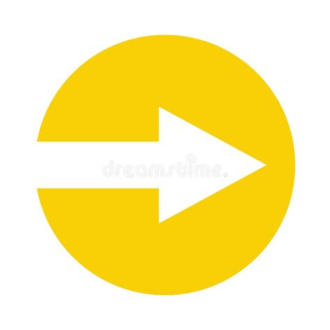 Round Yellow Button With Arrow Showing Right Stock Illustration
