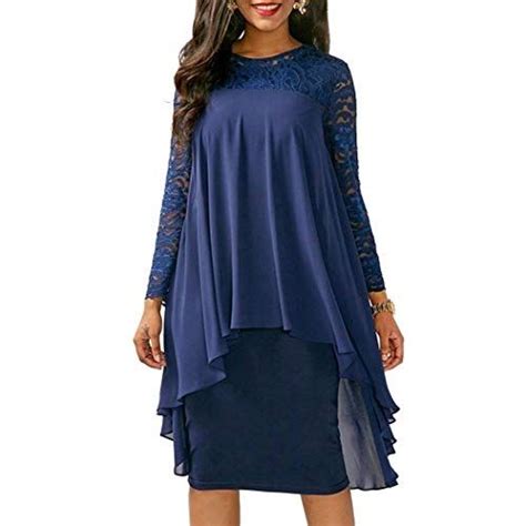 Serface Damen Kleider Elegant Grosse Grössen Herbst Winter Spitzenkleid