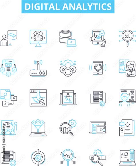 Digital Analytics Vector Line Icons Set Digital Analytics Tracking