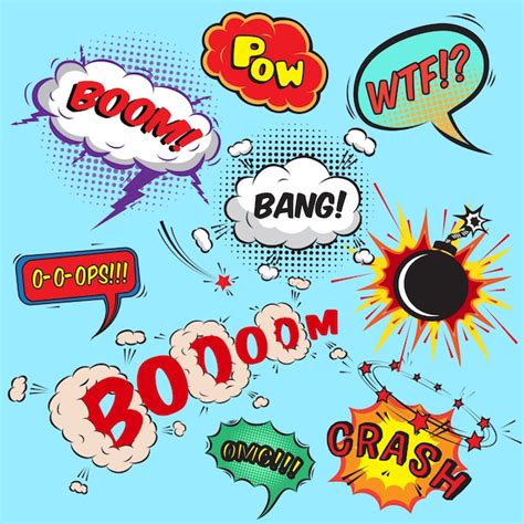 Free Vector Comic Speech Bubbles Design Elements Collection Isolated