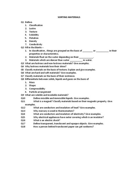 Sorting Materials Pdf