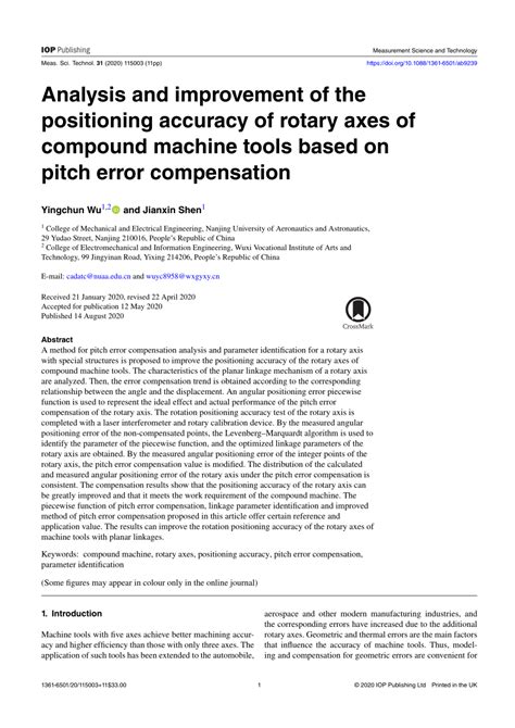 Analysis And Improvement Of The Positioning Accuracy Of Rotary Axes Of