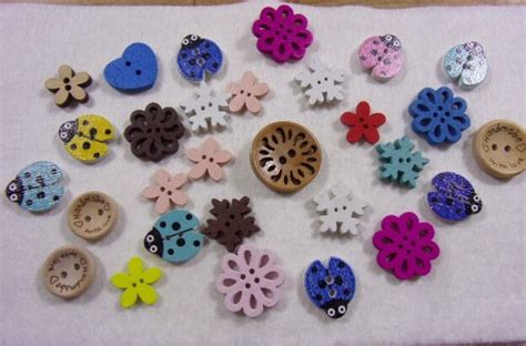 29 Wooden Buttons Beetle Bug Buttons Message Buttons Flower Buttons
