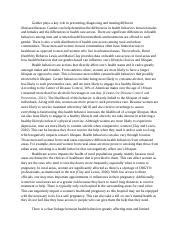 Reflection Module 5 Docx Gender Plays A Key Role In Preventing