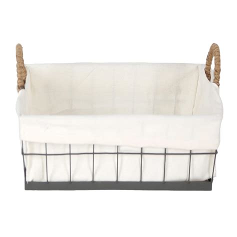 Lined Rectangle Wire Storage Basket Medium