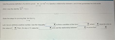 solved use the precise definition of a limit to prove
