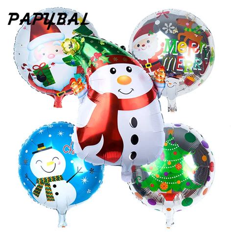 5pcs Santa Claus Snowman Christmas Foil Balloons Merry Christmas Helium